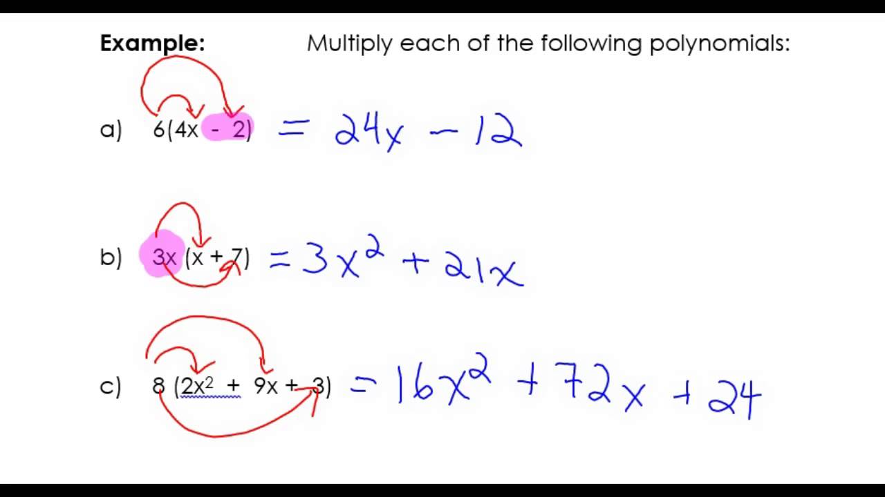 Multiplying A Monomial With A Binomial Distributive Property Youtube