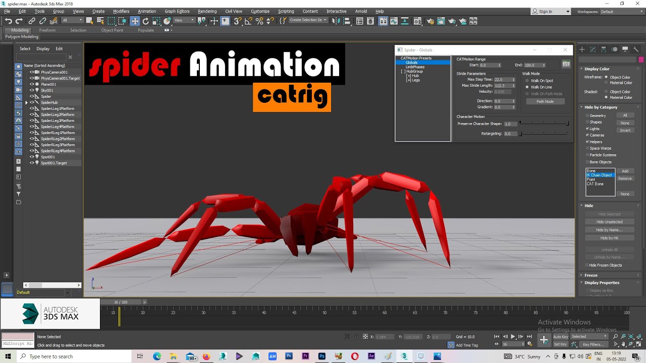 Spider Walk Cycle In 3ds Max Catrig Tutorial Progressive Walk Youtube