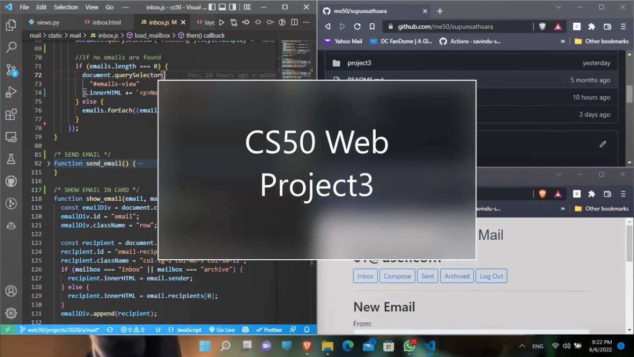 Project3 Mail Cs50 S Web Programming With Python And Javascript Youtube