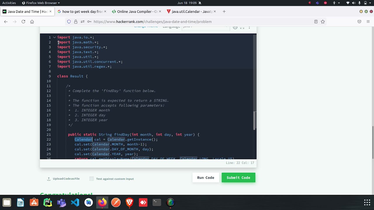 Java Date And Time Hackerrank Problem Easy Solution Youtube