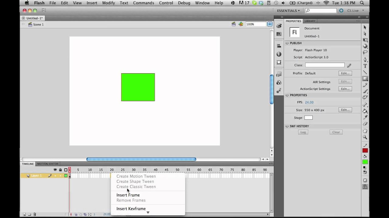 Adobe Flash Cs5 Shape Tween Tutorial Youtube