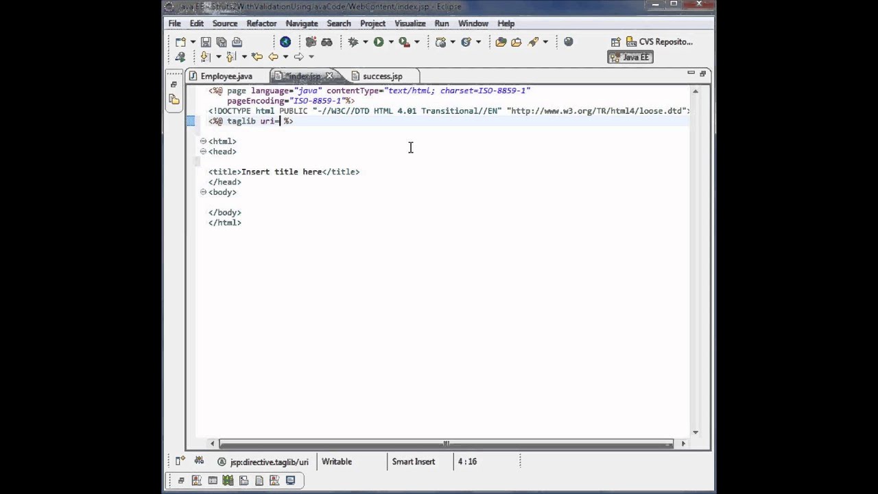 Struts2 0 Chapter 13 Handson With Validation Using Java Code Youtube