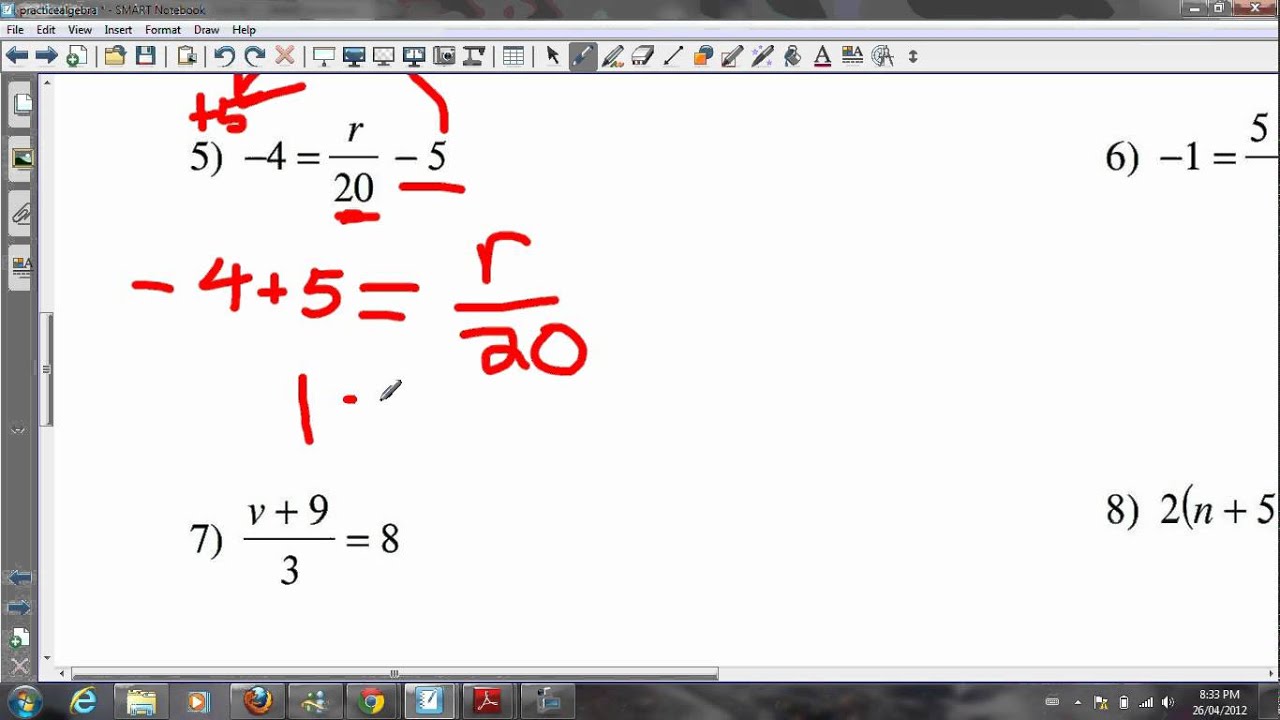 Algebraic Equations Grade 8