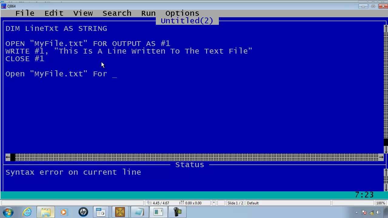 Qbasic Tutorial 39 Text Files Part 1 Making A Text