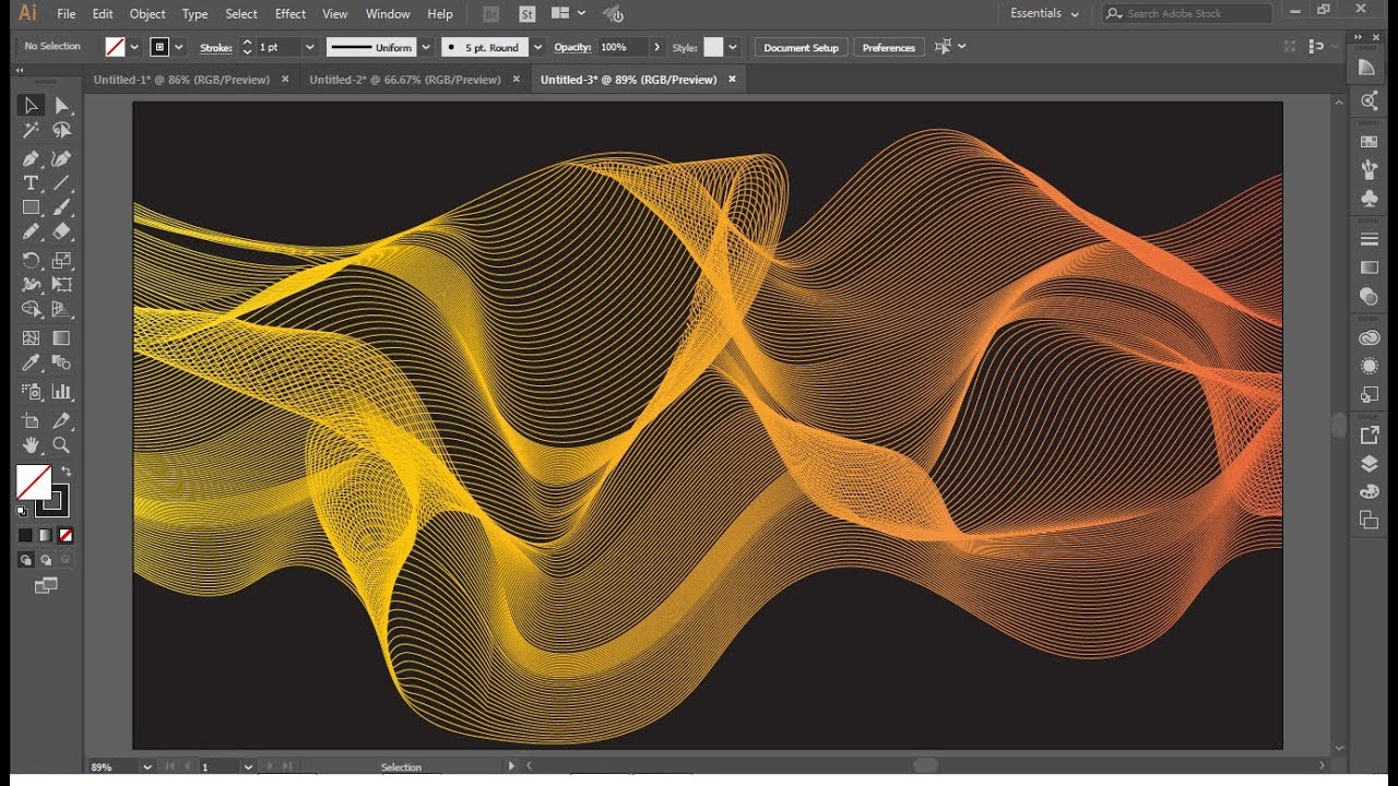 Geometric Line Art Tutorial Wave Pattern Illustrator Abstract