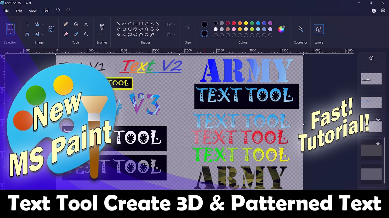 How To Use The New Microsoft Paint Text Tool 3d And Patterned Text