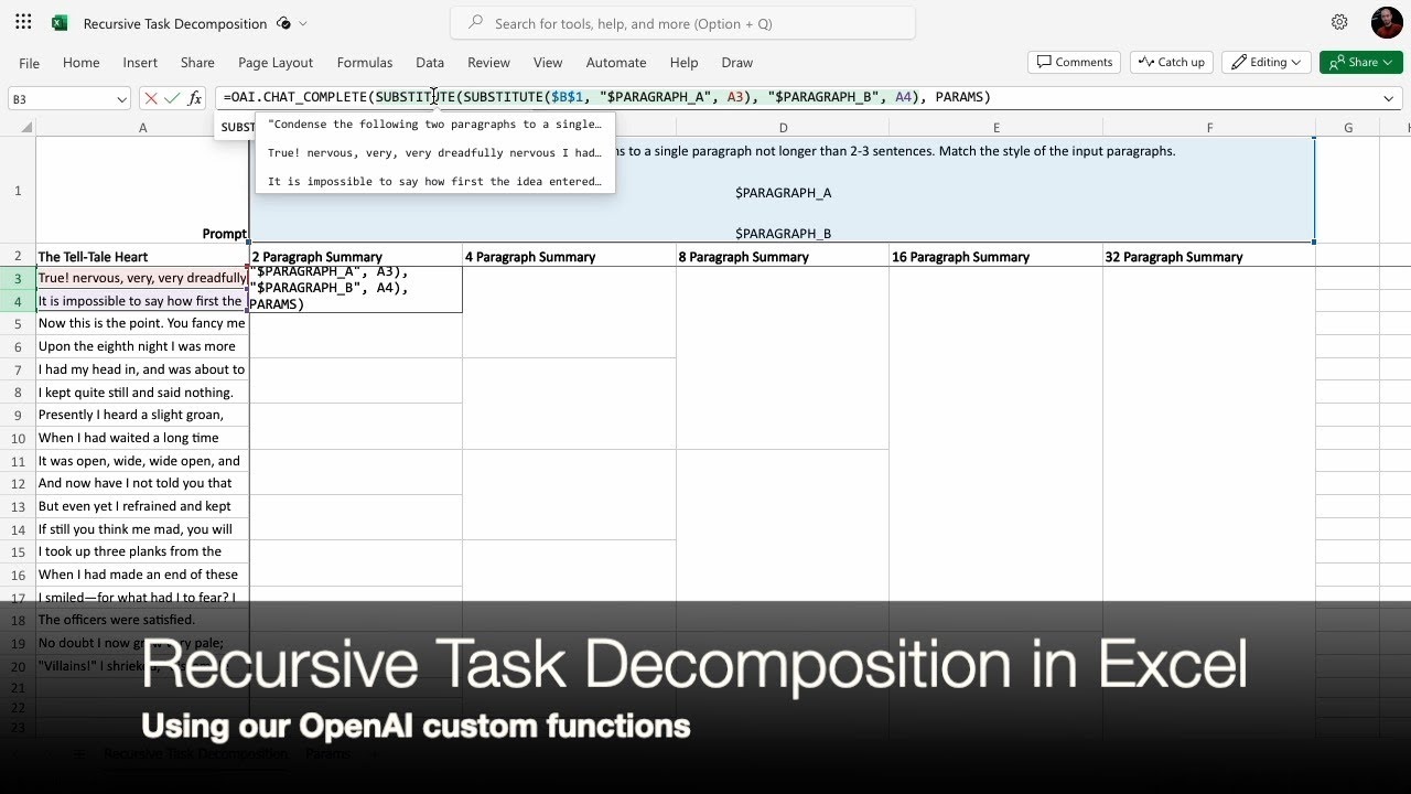 Recursive Task Decomposition In Excel Youtube