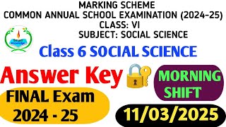 Class 6 Social Science Answer Key 2024 25 Morning Shift Sst Paper ...