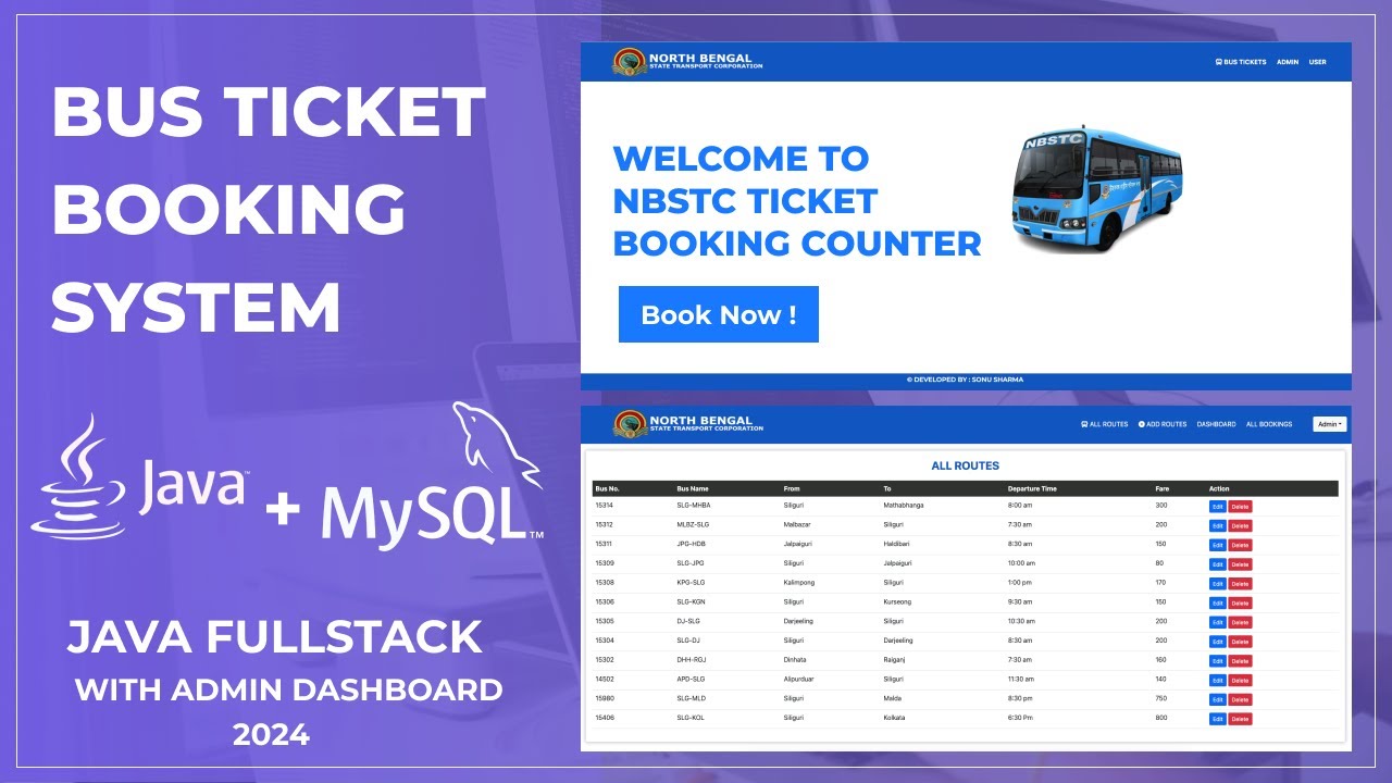 Bus Ticket Booking System Full Stack Java Project Jsp Servlet