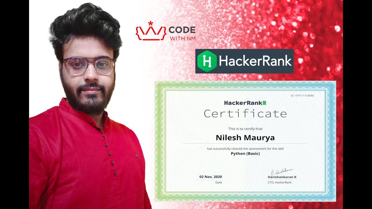 Python Basic Certification Hackerrank Certifications Code With Nm