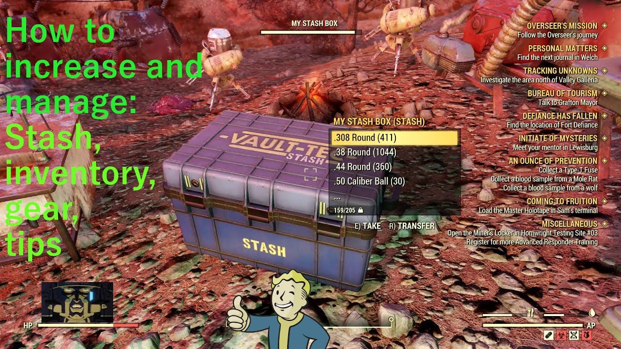 Fallout 76 How To Increase Stash Storage And Inventory Capacity Youtube