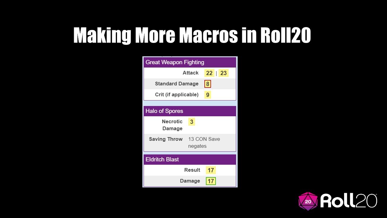 Making More Macros In Roll20 Youtube