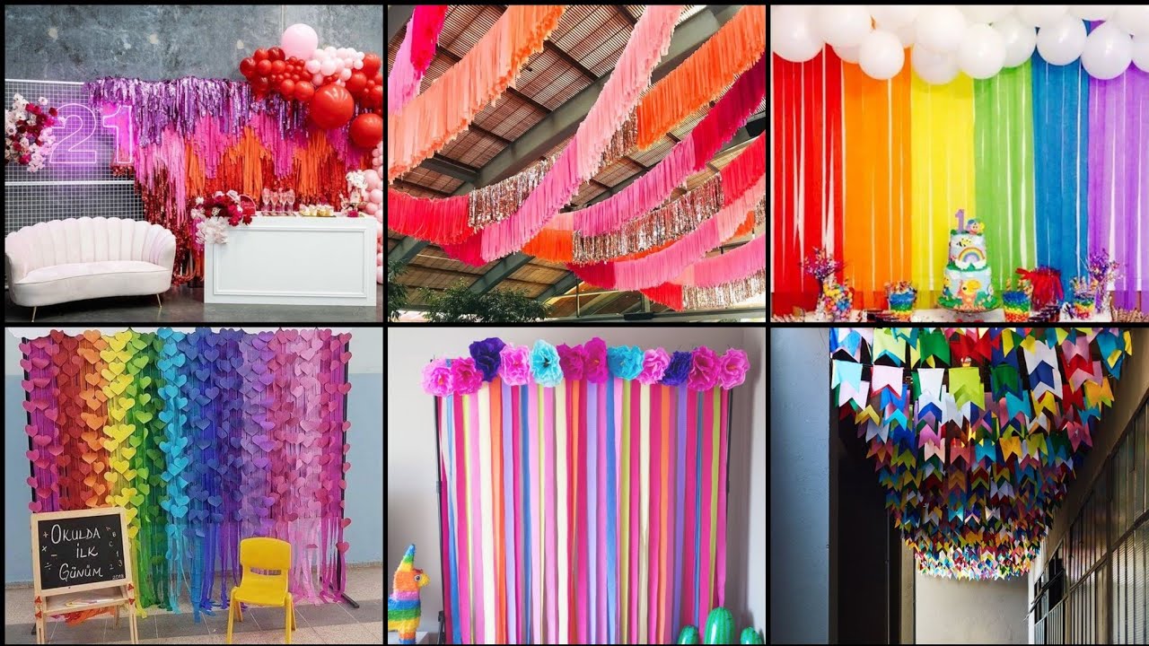 Crepe Paper Decor Ideas Party Decoration Ideas Birthday Decoration