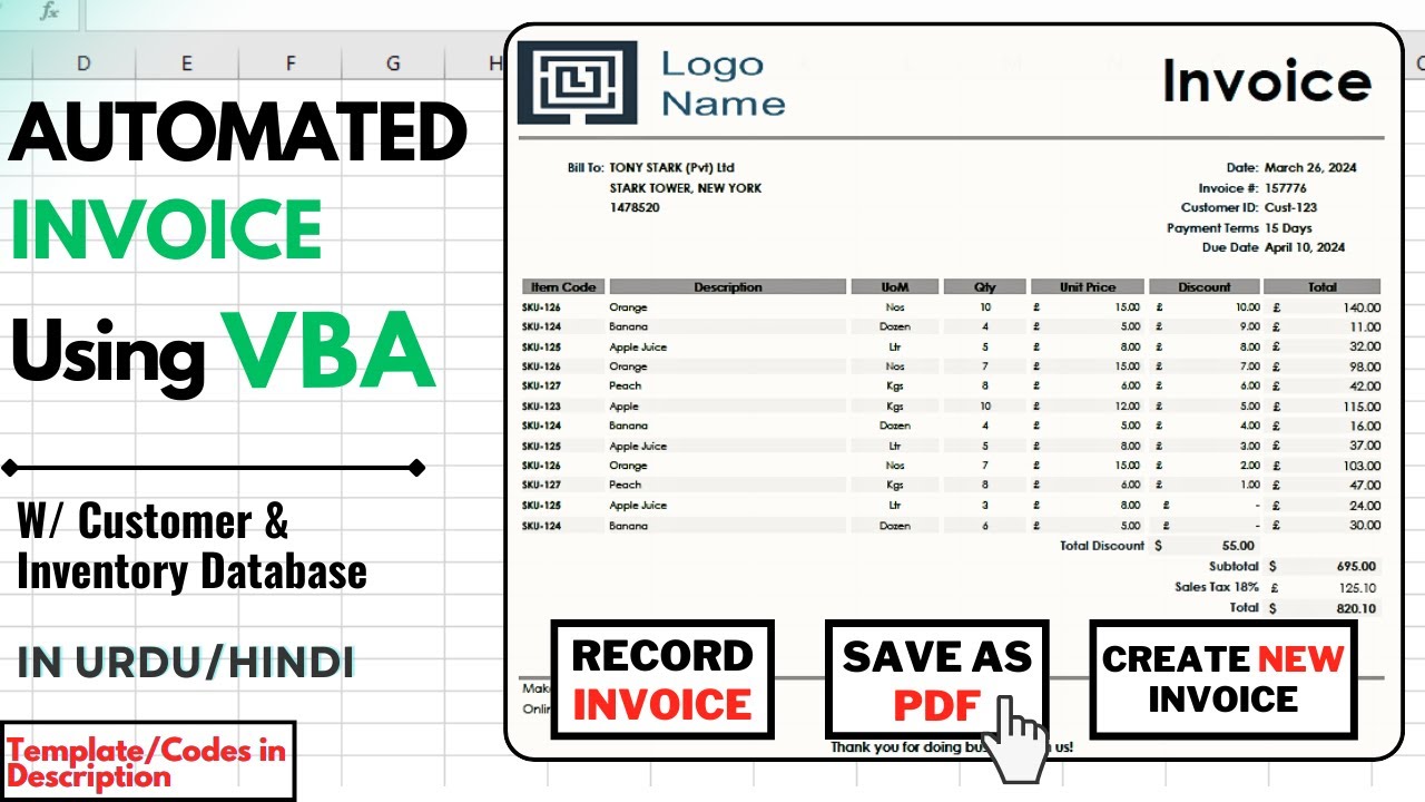 Excel Vba Tutorial Create Automated Invoices With Customer Inventory