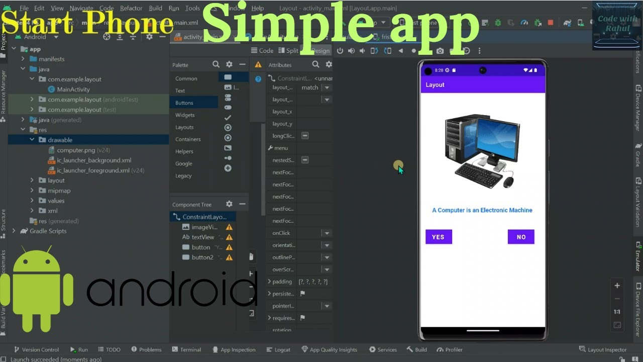 How To Make An Android App For Beginners Simple Layout Android Aap
