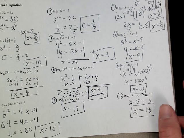 Solving Logarithmic Equations Worksheet With Answers Solving