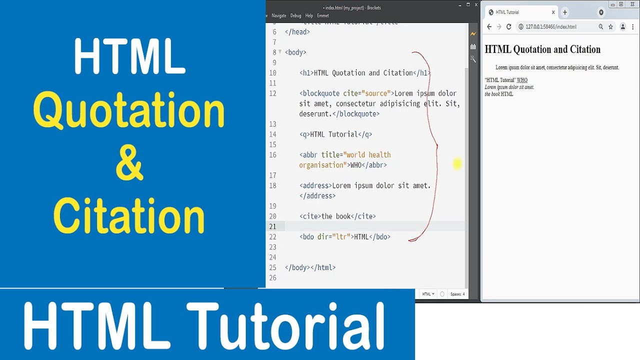 09 Html Quotation And Citation Html Tutorial Youtube