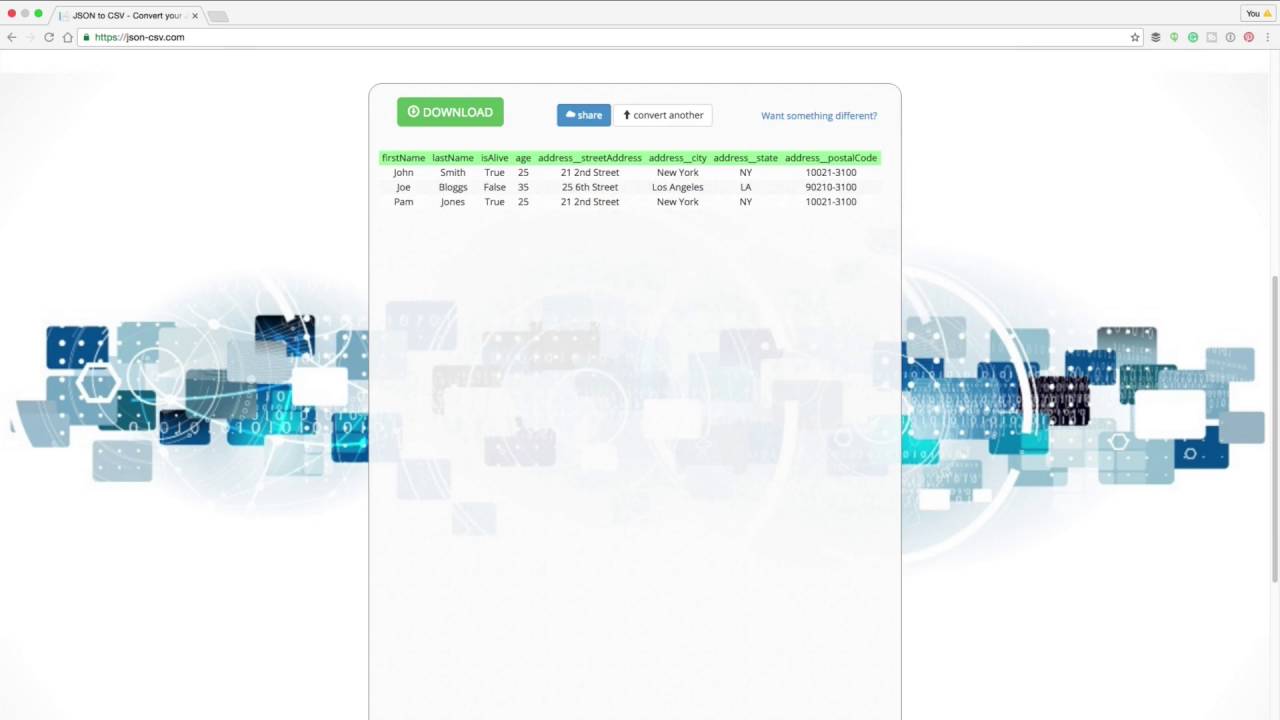 How To Convert Json To Csv Youtube