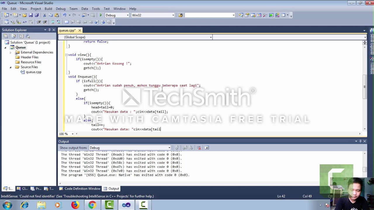 Tutorial Coding Queue Dengan Array Struktur Data Youtube