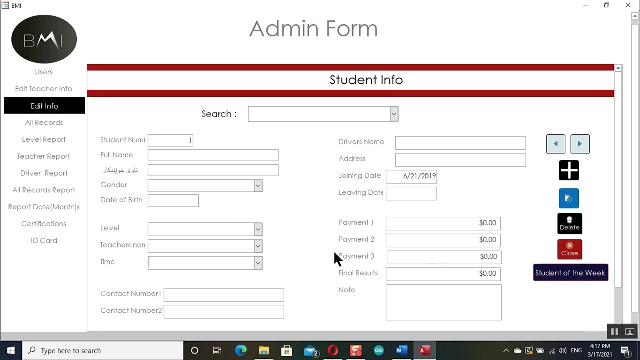 Ms Access Students Database Management System For Institutes School