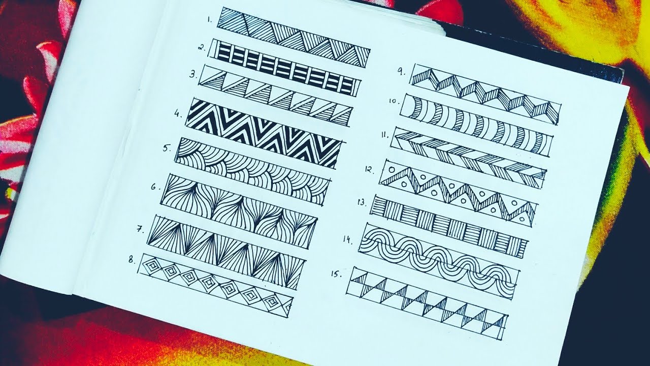 15 Easy Zentangle Borders Patterns For Beginners Youtube