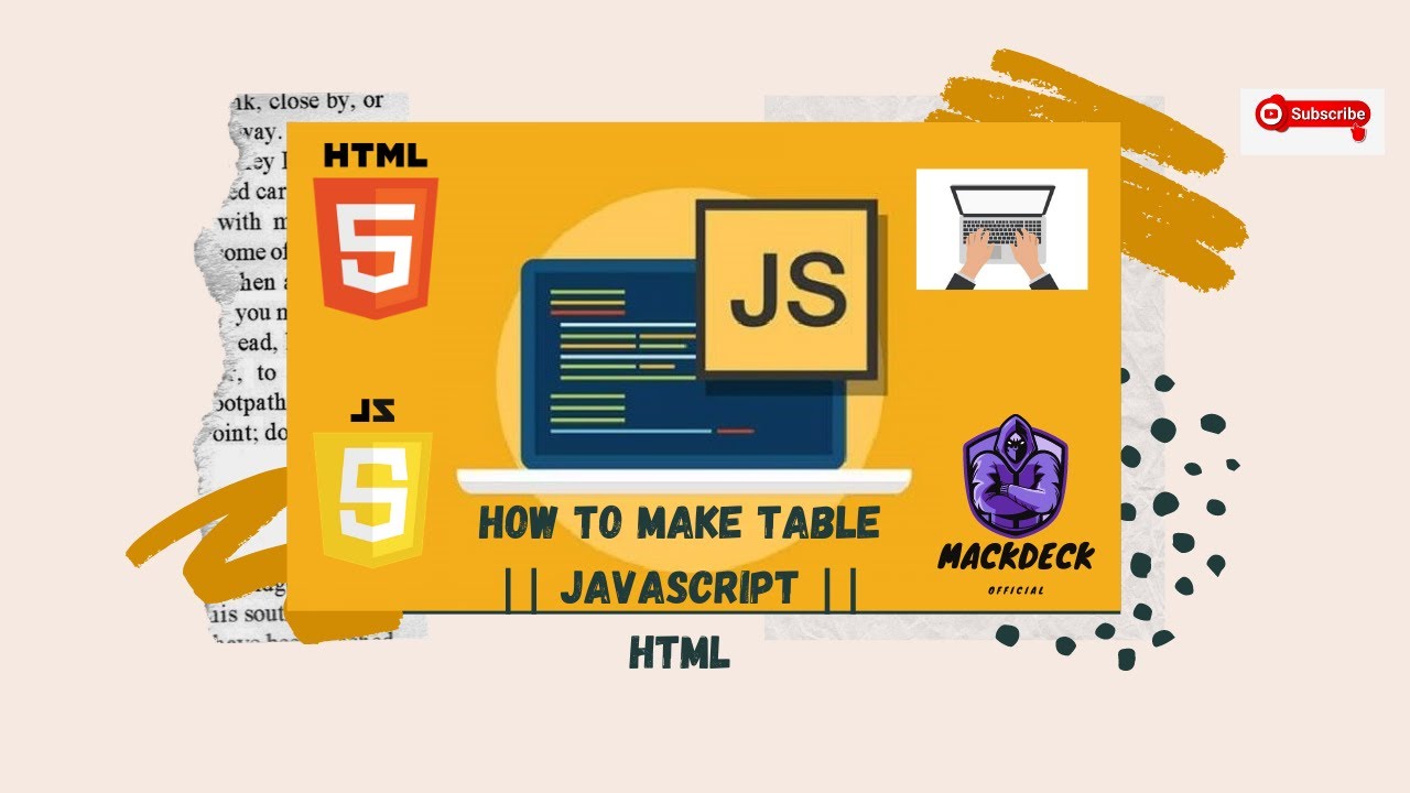 How To Make Table By Using Javascript Youtube