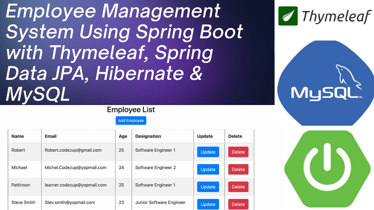 Employee Management System Spring Boot Crud App With Thymeleaf Spring