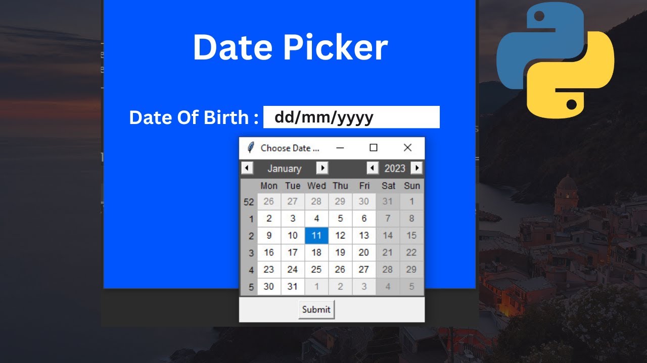 Adding A Pop Up Calendar To A Python Tkinter Form Using Tkcalendar To