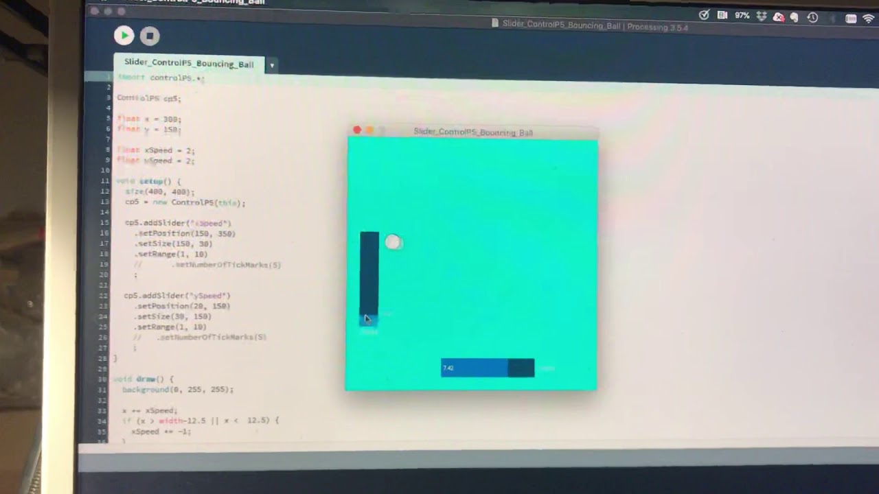 Processing Controlp5 Bouncing Ball Youtube