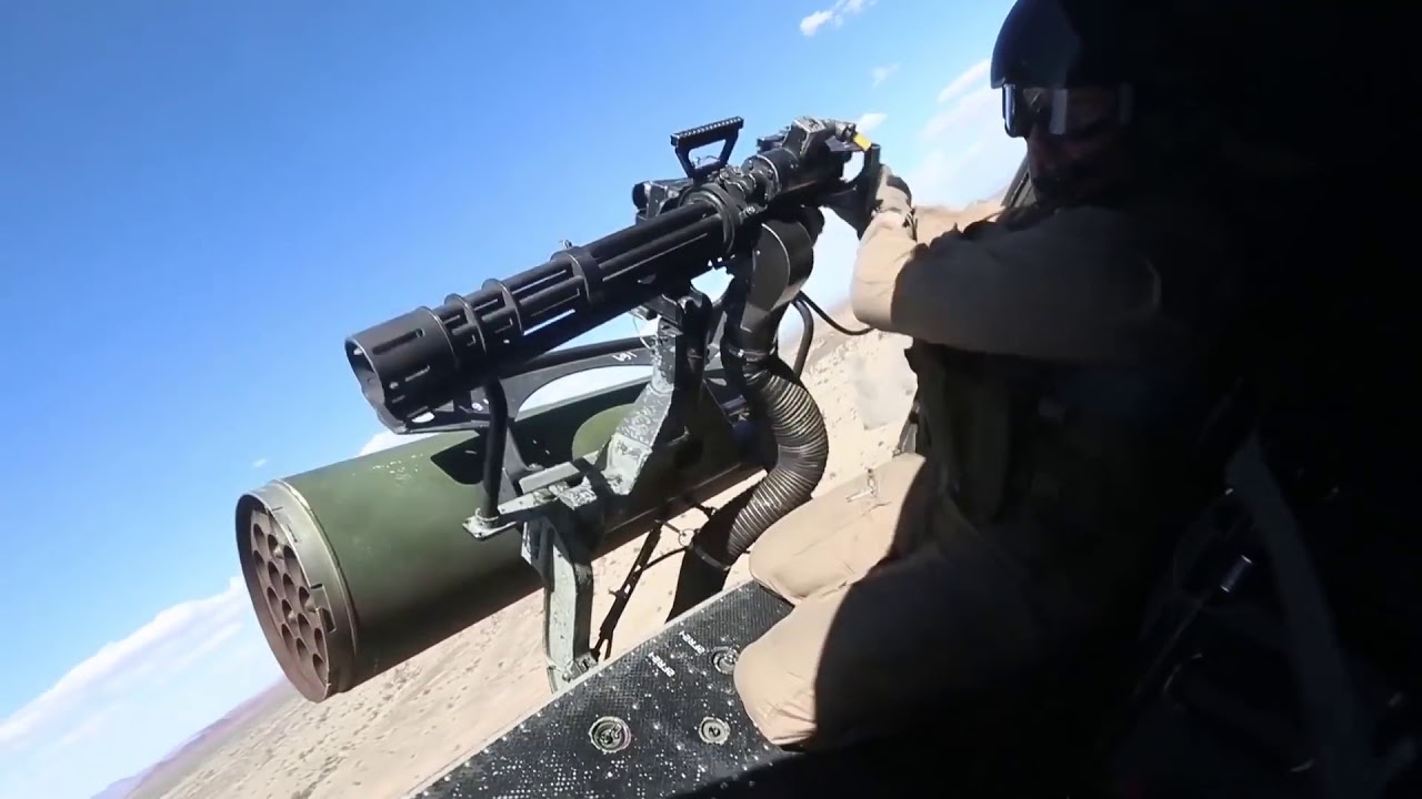 Uh1y Venom Firing The Powerful Gau21 Gatling Gun