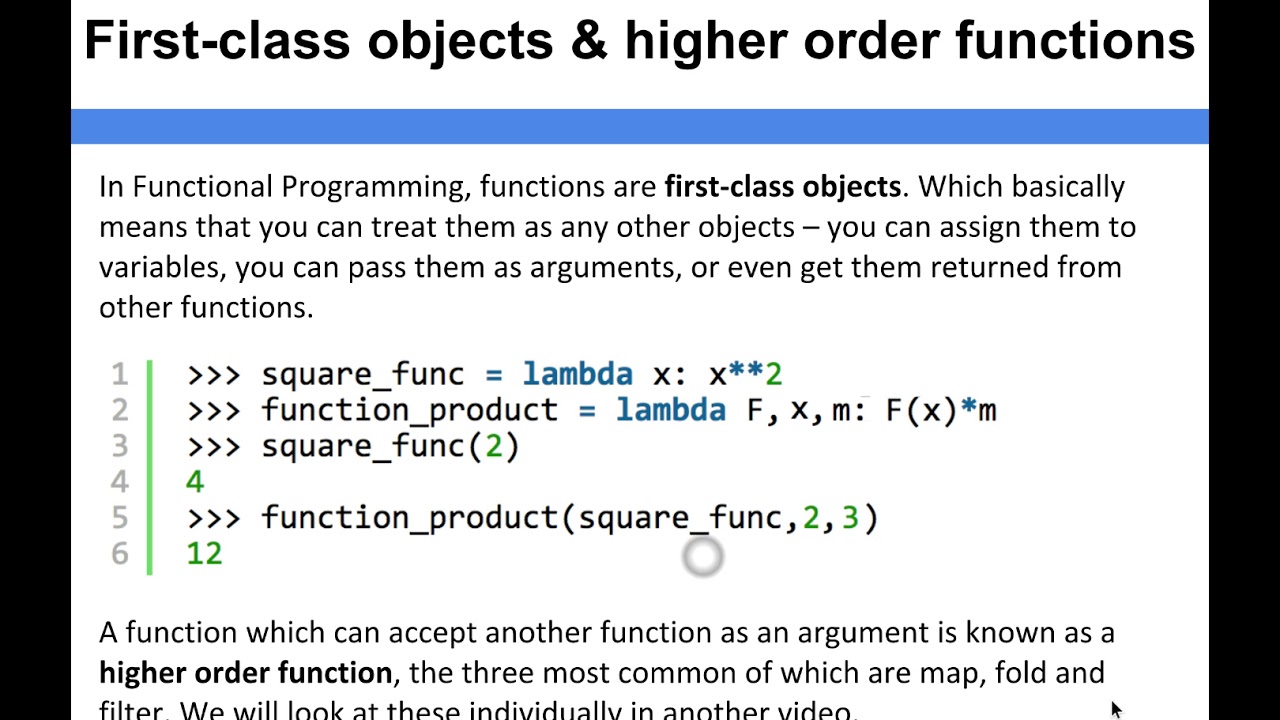 Functional Programming First Class Objects Higher Order Functions