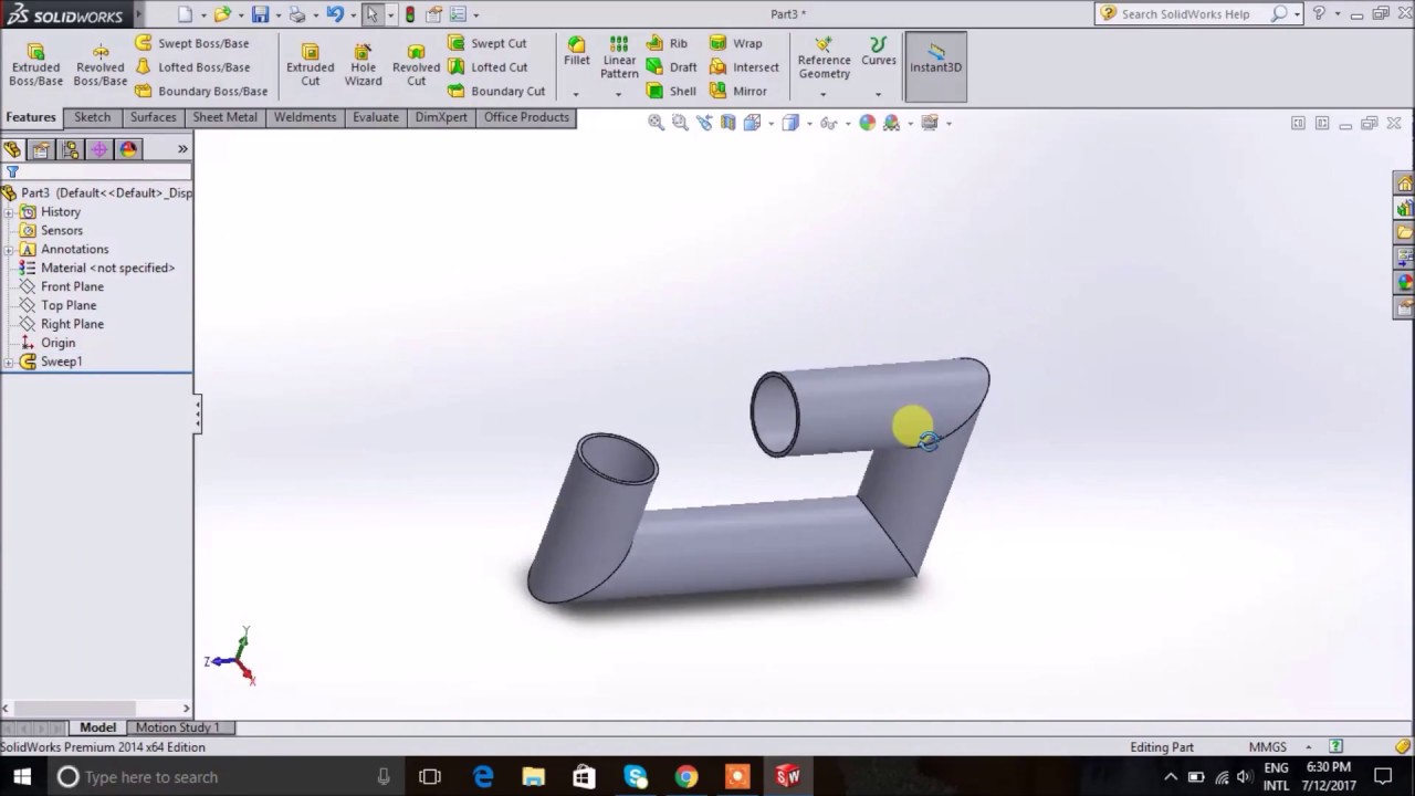 Swept Boss Base Solidworks 2017 In Assembly Asoaplus