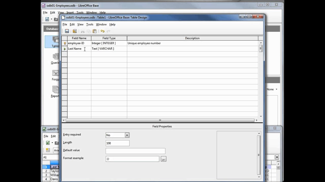 Libreoffice Base 01 Create A Database Create A Table Youtube