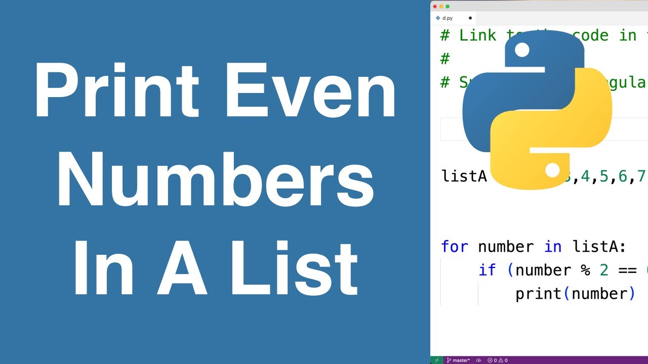 Print Even Numbers In A List Python Example Youtube