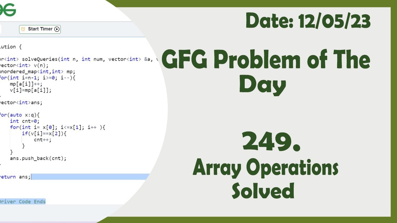 Array Operations C Gfg Daily Problem Youtube
