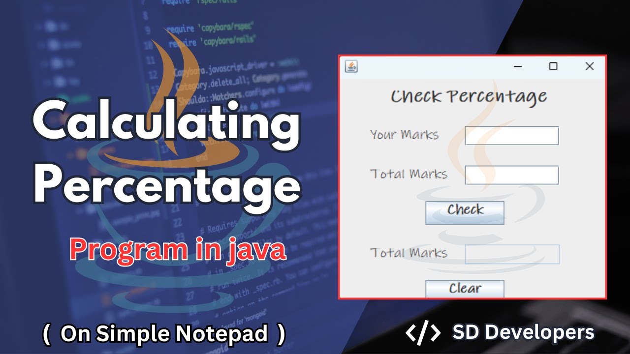 Calculating Percentage Program In Java Javatutorials Swingtutorial