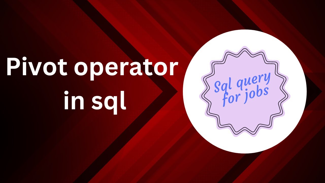 Pivot Operator In Sql Sql Server Youtube