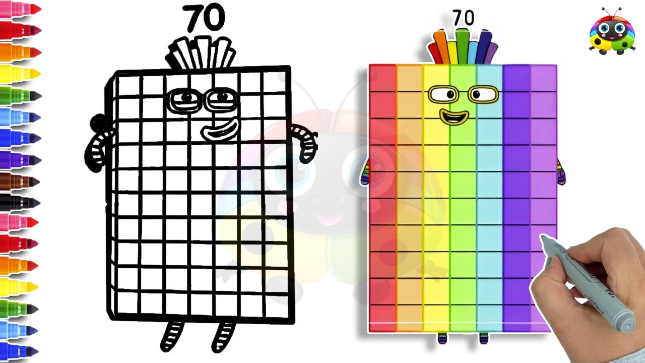 Numberblocks 70 80 Drawing Coloring Tutorial For Kids Toddlers