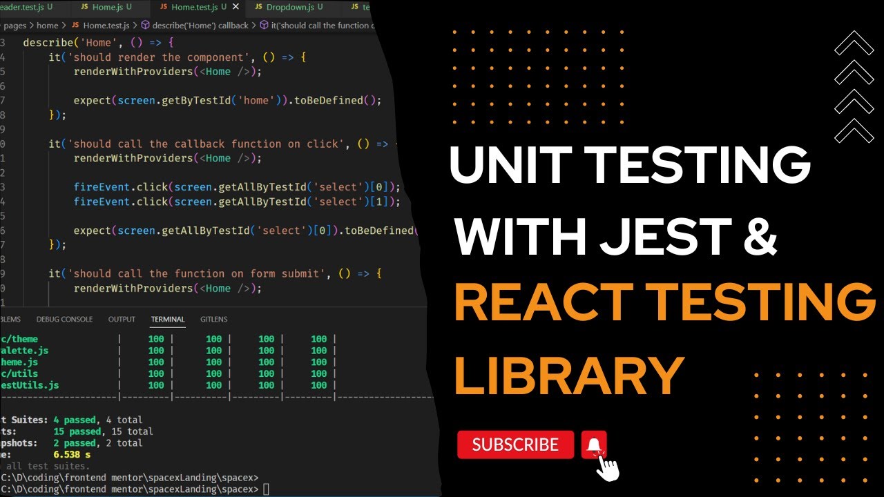 Unit Testing Using React React Testing Library And Jest Youtube