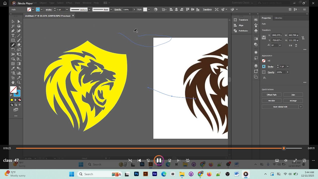 Adobe Illustrator Tutorial Draw Lion Face Mascot Logo Vector Mascot