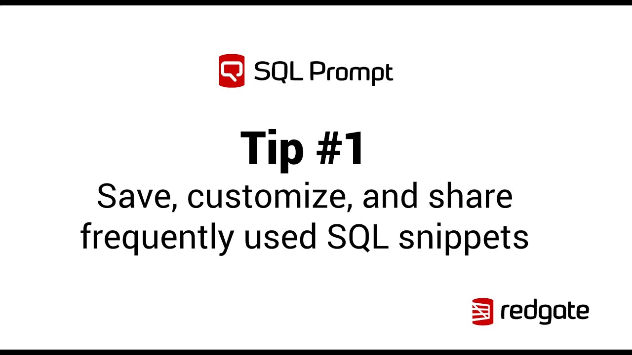 Sql Prompt Snippet Manager Redgate Youtube