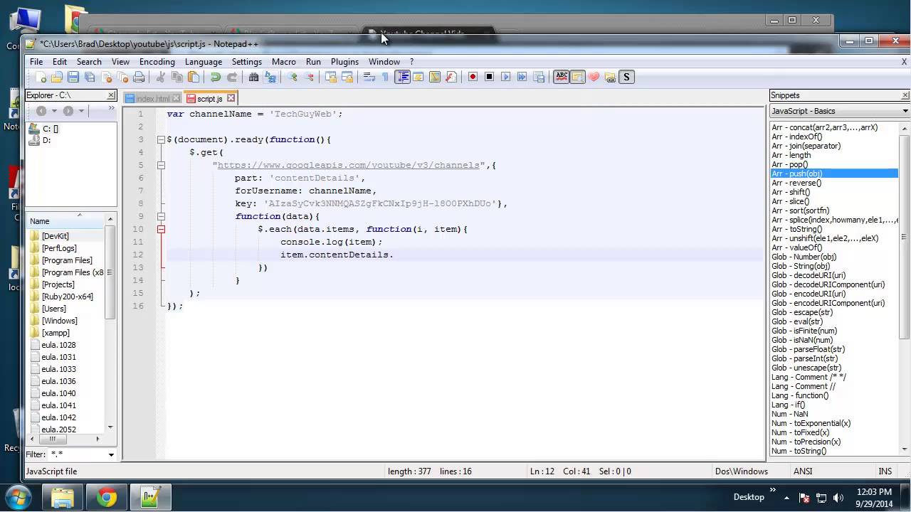 Data Api V3 Jquery To List Channel Videos Youtube