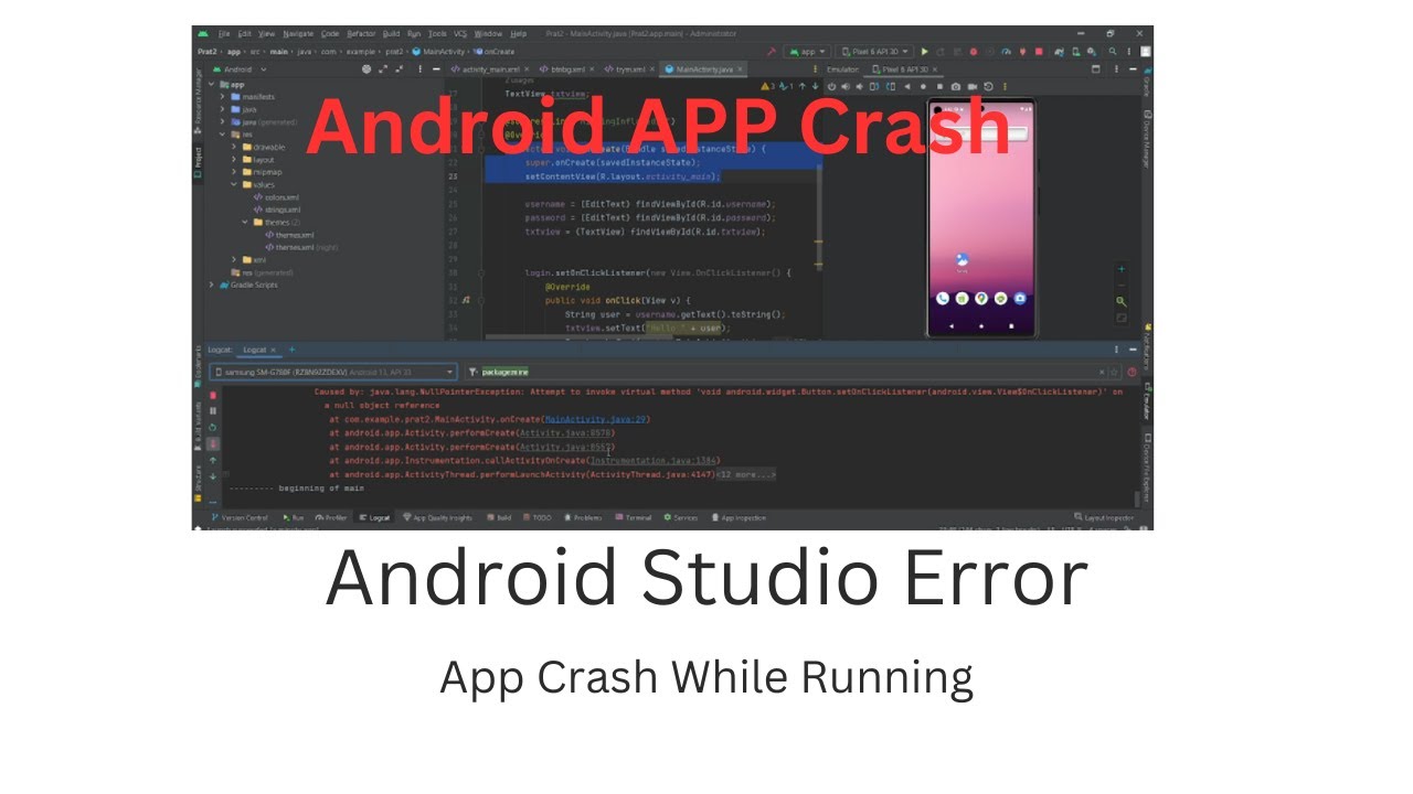 Android Studio App Crash Issue Solved Youtube