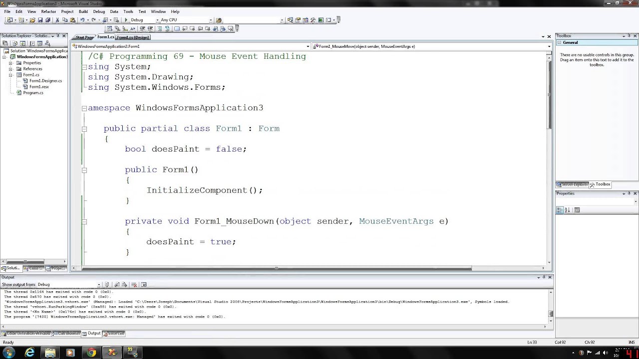 C Programming 69 Mouse Event Handling Youtube