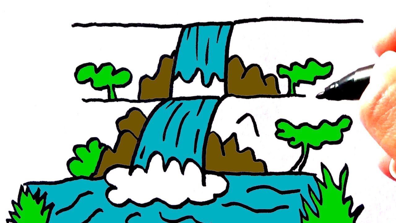Como Dibujar Una Cascada Dibujo De Una Cascada Facil Youtube