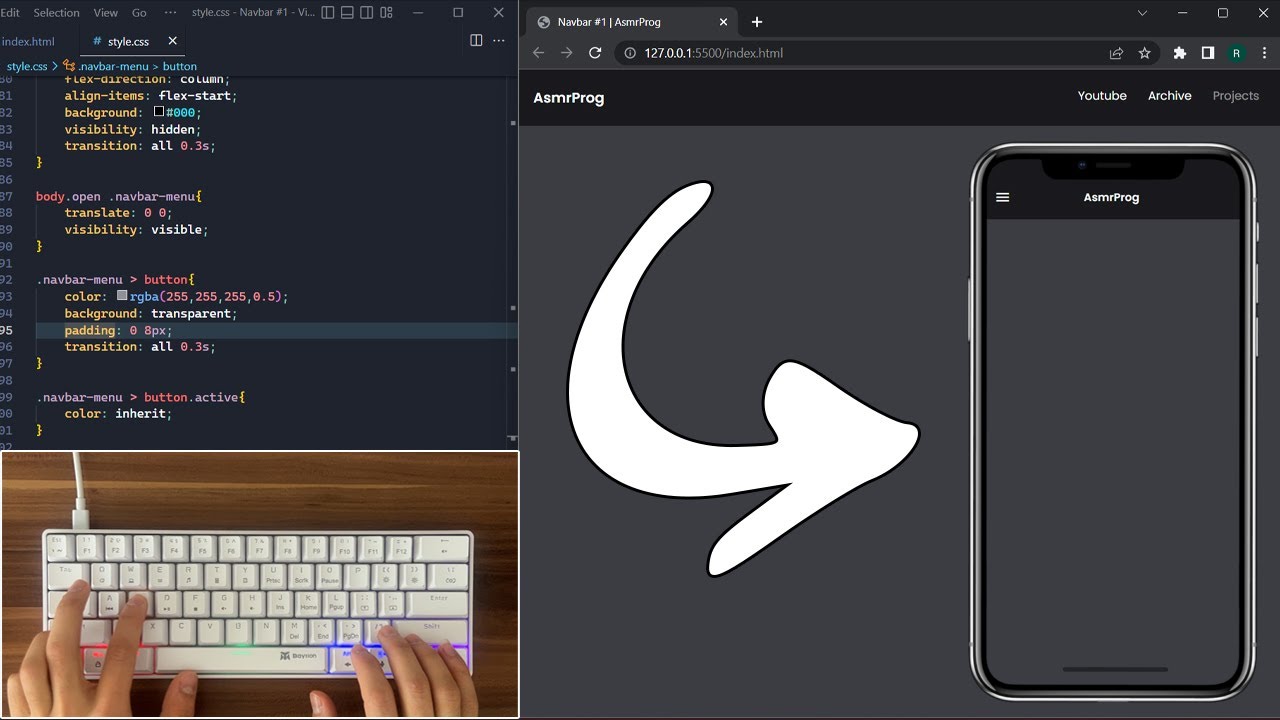 Asmr Programming Simple Responsive Navbar No Talking Youtube