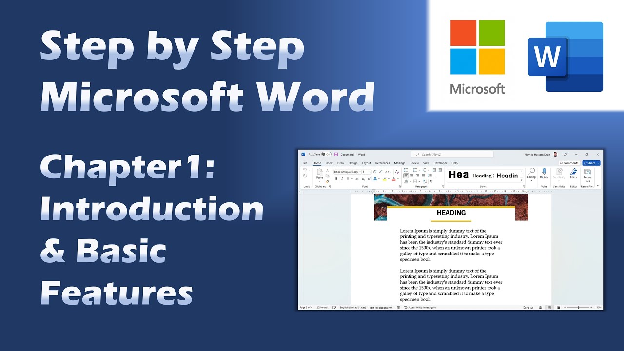 Microsoft Word Lessons Chapter 1 Creating Documents Basics Youtube