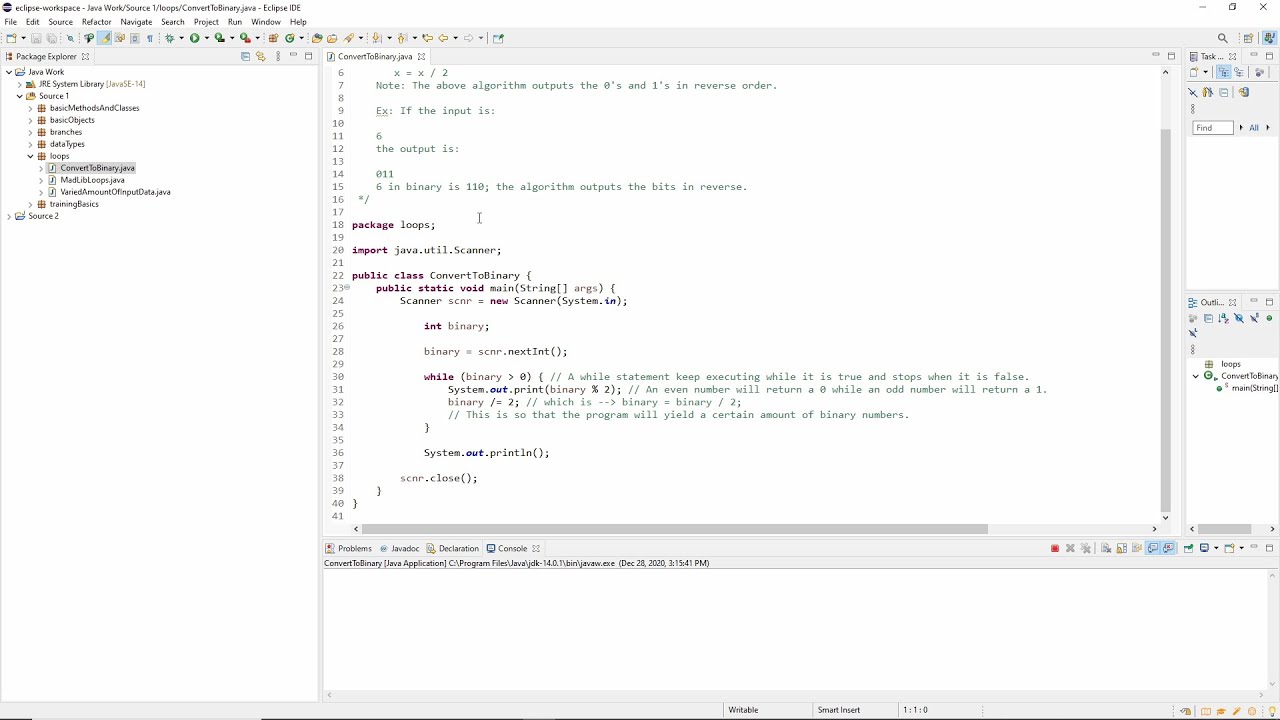 Java Lab Convert To Binary Youtube
