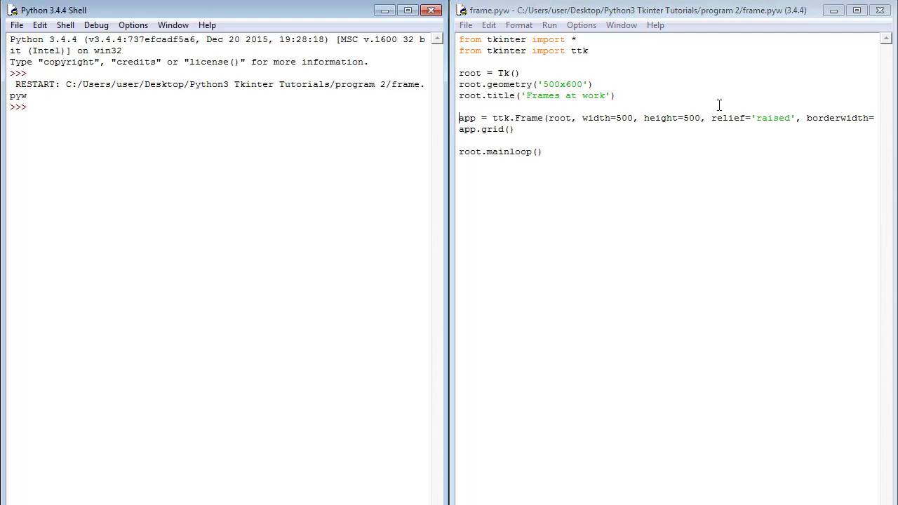 2 Python 3 Tkinter Tutorial Frames Youtube