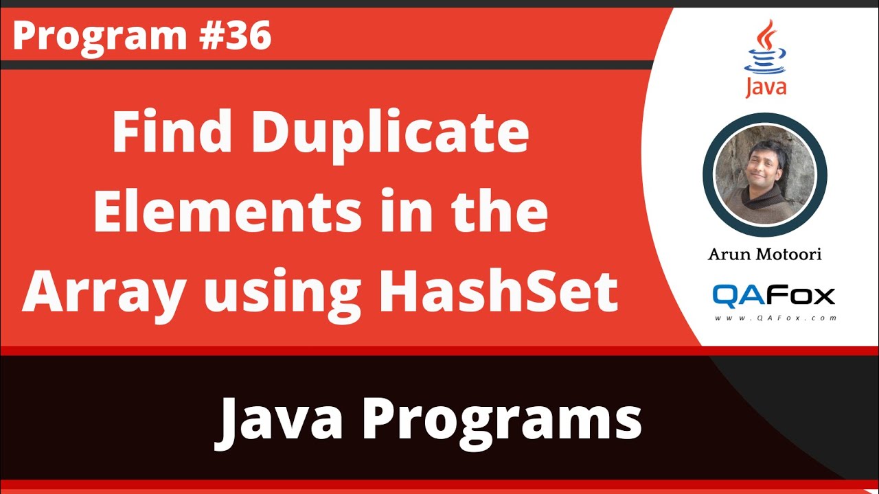 Java Program To Find The Duplicate Element In The Array Using Hashset